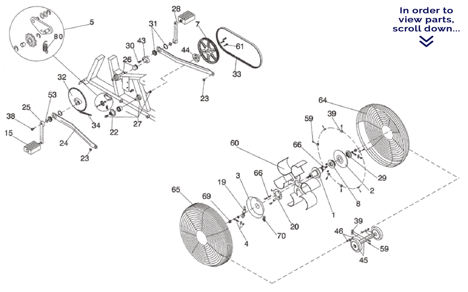 Pedal Drive & Fan Assy Parts - Krislynn
